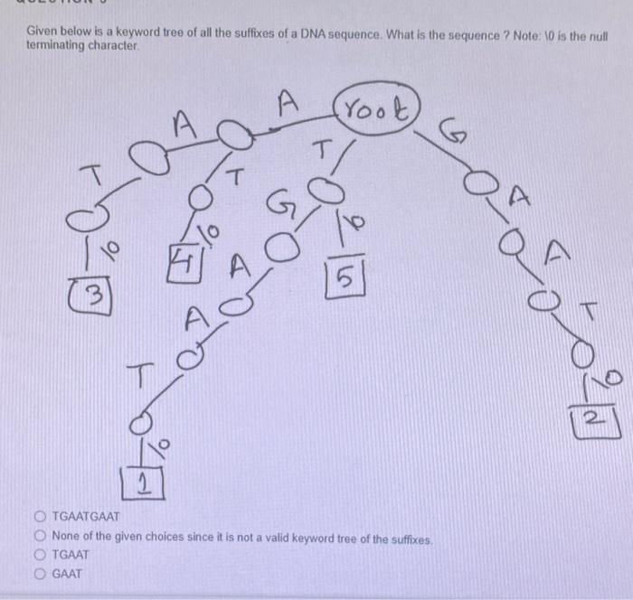 Solved Given below is a keyword tree of all the suffixes of | Chegg.com
