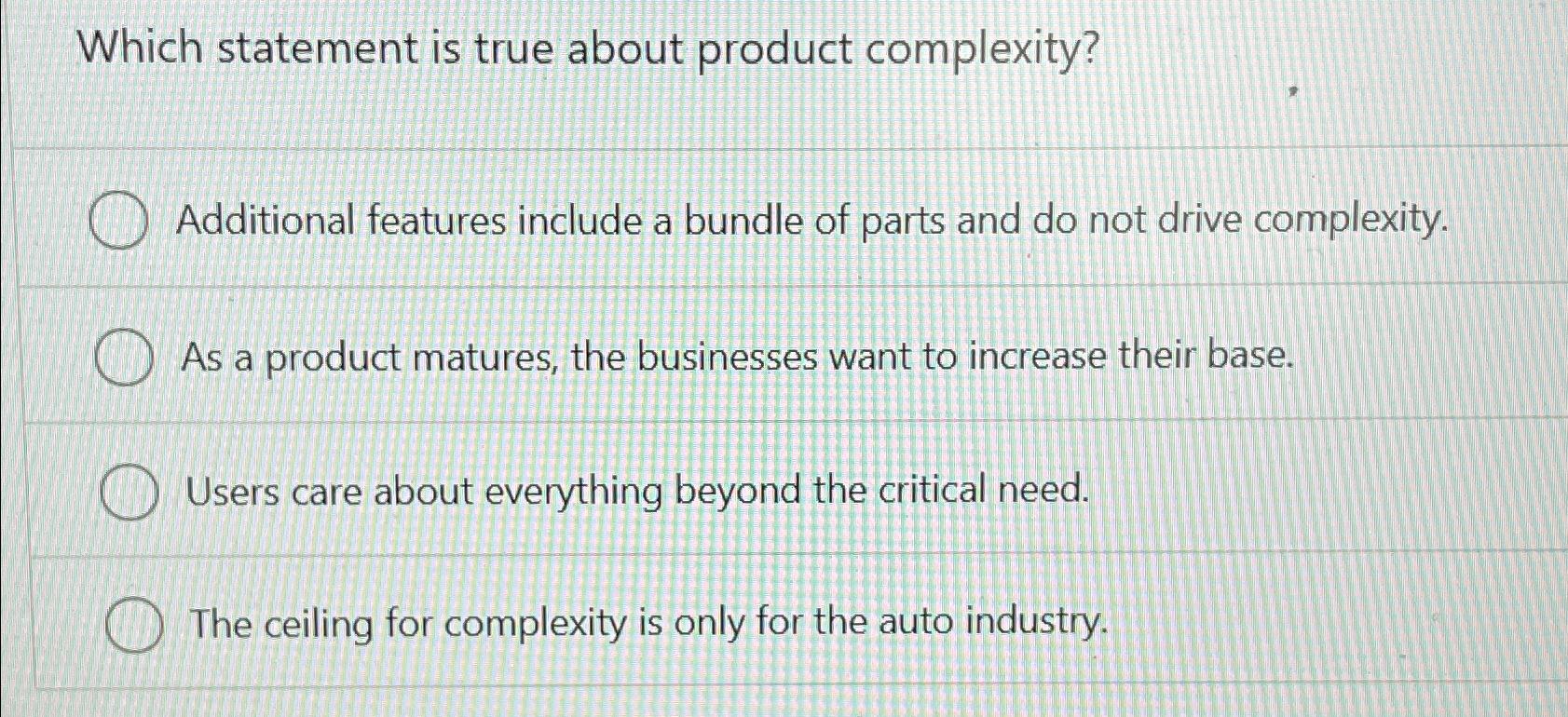 Solved Which statement is true about product | Chegg.com