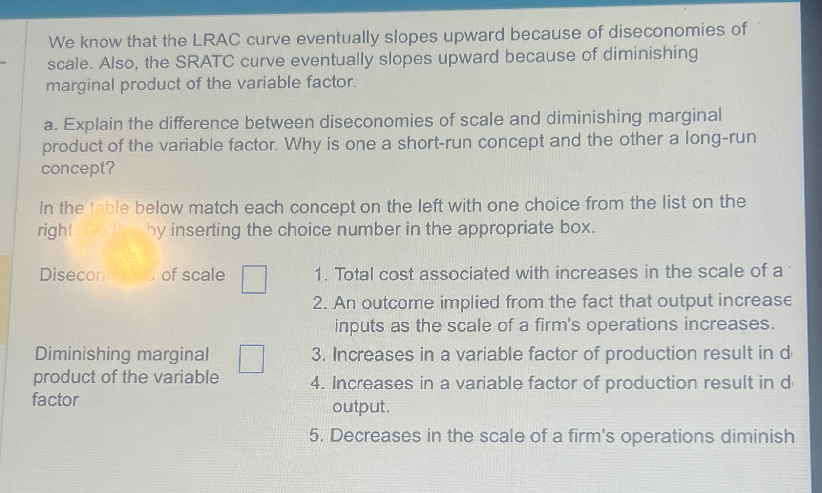 Solved We know that the LRAC curve eventually slopes upward | Chegg.com