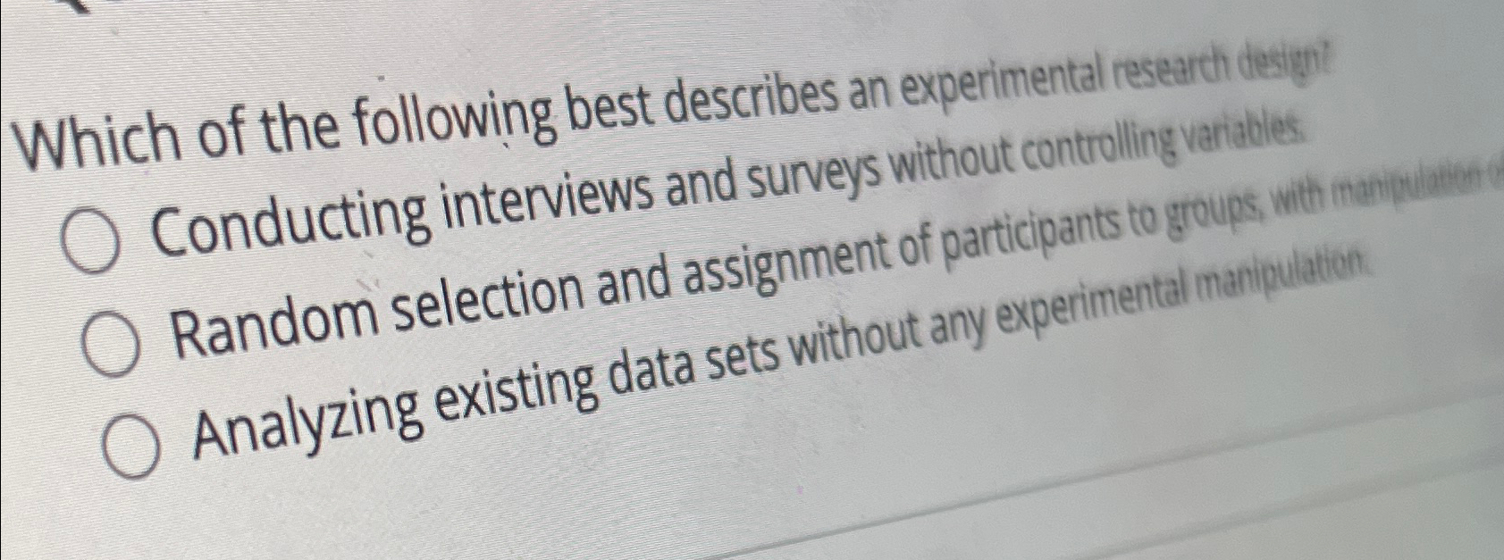 Solved Which of the following best describes an experimental | Chegg.com