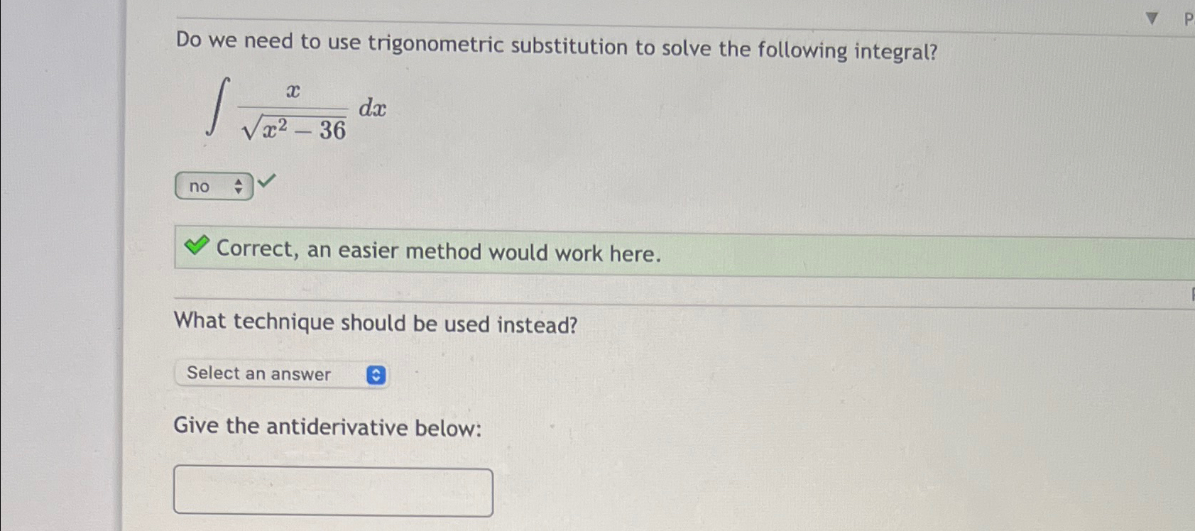 Solved Do we need to use trigonometric substitution to solve | Chegg.com
