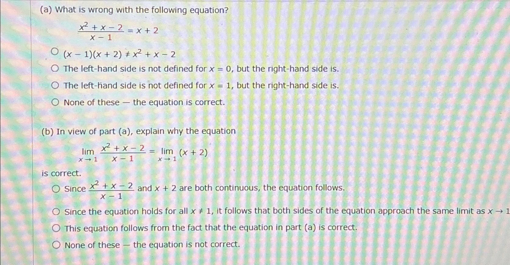 Solved (a) ﻿What is wrong with the following | Chegg.com