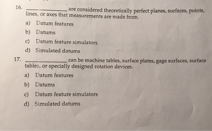 Solved 16. 17. - are considered theoretically perfect | Chegg.com