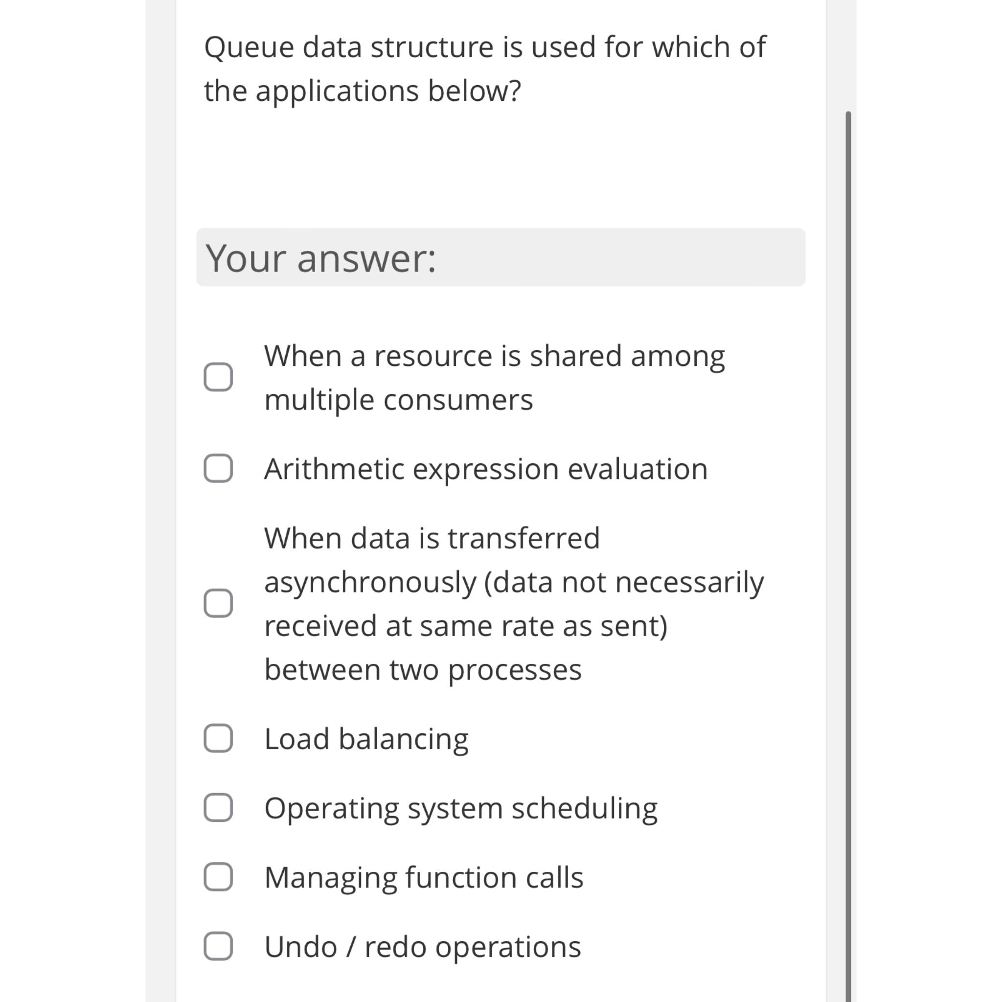 Solved Queue data structure is used for which of the | Chegg.com