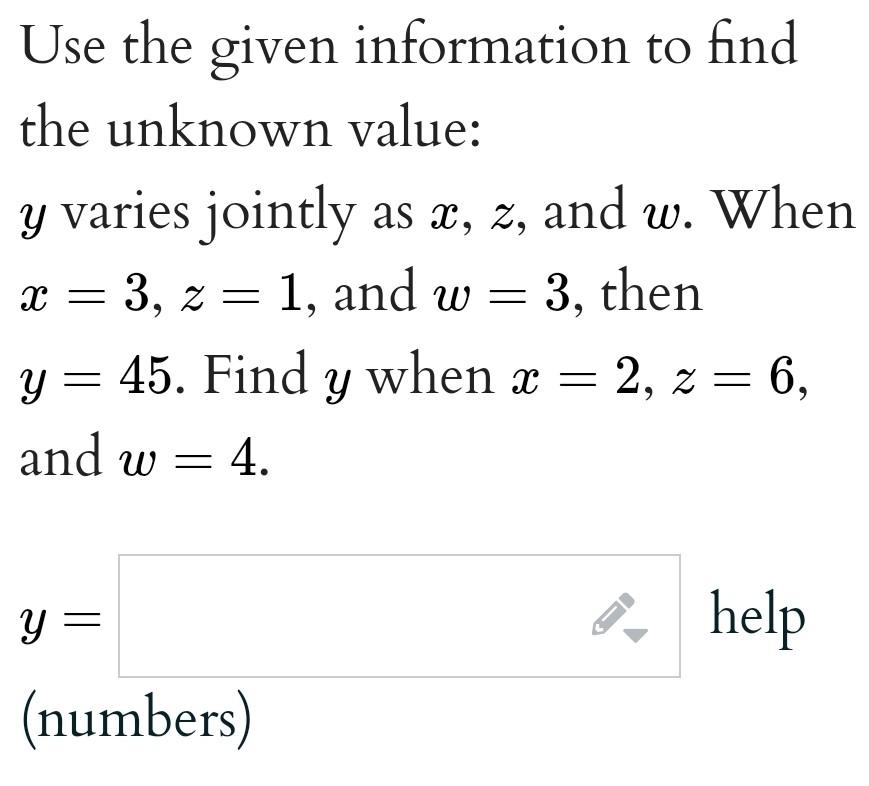 Solved Use the given information to find the unknown value: | Chegg.com