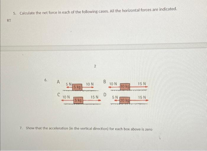 Solved 5. Calculate the net force in each of the following | Chegg.com