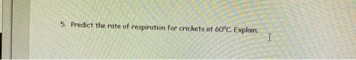 Solved 5. Predict the rate of respiration for crickets at | Chegg.com