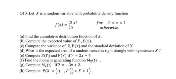 Solved Q10. Let X is a random variable with probability | Chegg.com