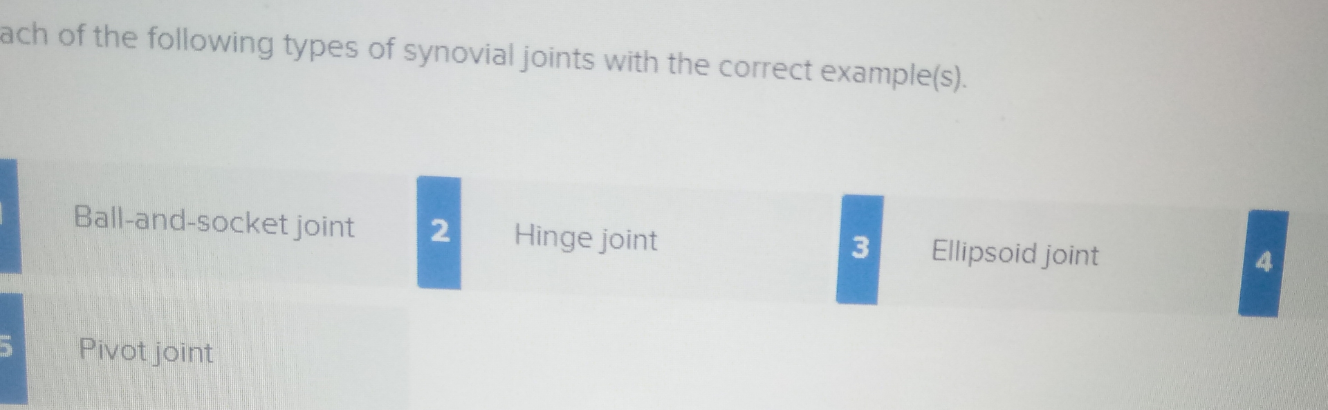 Solved ach of the following types of synovial joints with | Chegg.com