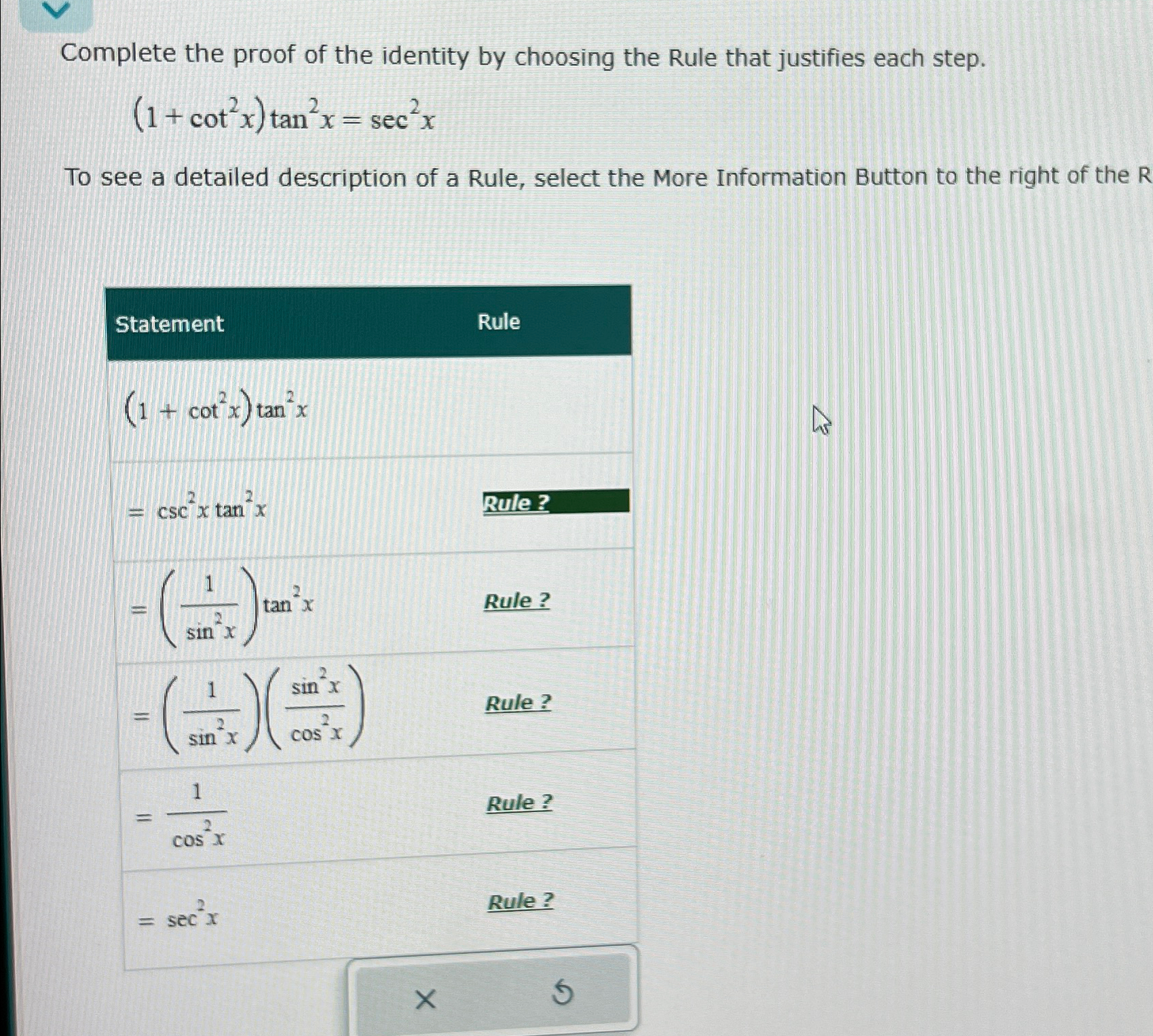 Solved Complete the proof of the identity by choosing the | Chegg.com