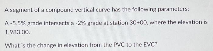 Solved A segment of a compound vertical curve has the | Chegg.com