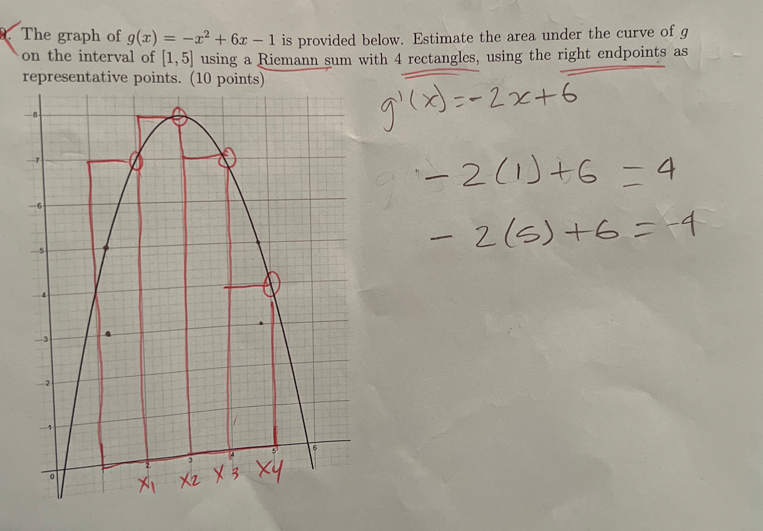Solved The graph of g(x)=-x2+6x-1 ﻿is provided below. | Chegg.com