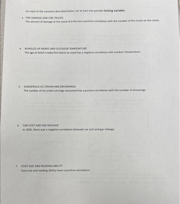 Solved Group Members: Lurking Variables For questions #1 and | Chegg.com