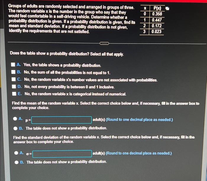 Solved Does the table show a probability distribution? | Chegg.com