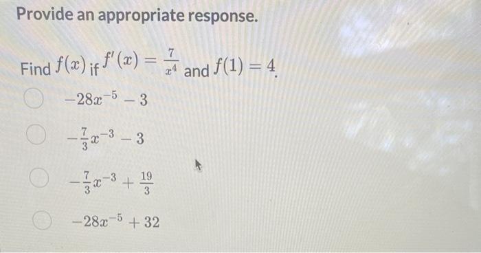 Solved Provide an appropriate response. Find f(x) if | Chegg.com