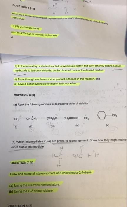 Solved a) Draw a three-dimensional tepresentation and any | Chegg.com