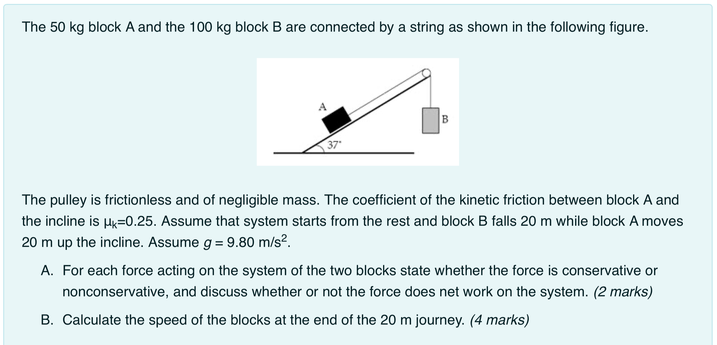 Solved The 50 ﻿kg block A and the 100 ﻿kg block B are | Chegg.com