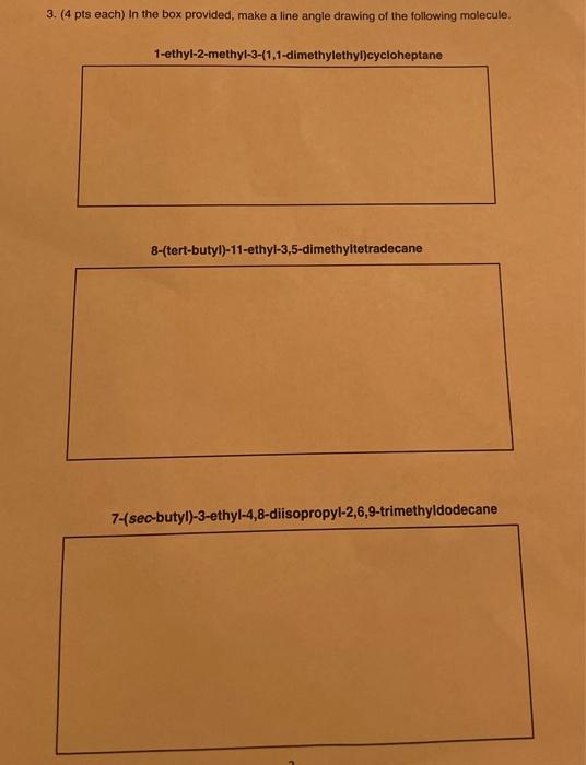 Solved 3. (4 pts each) In the box provided, make a line | Chegg.com