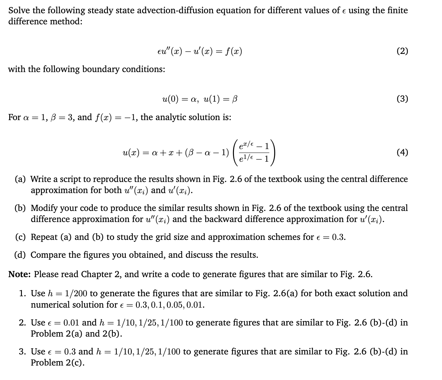 Solved Solve the following steady state advection-diffusion | Chegg.com