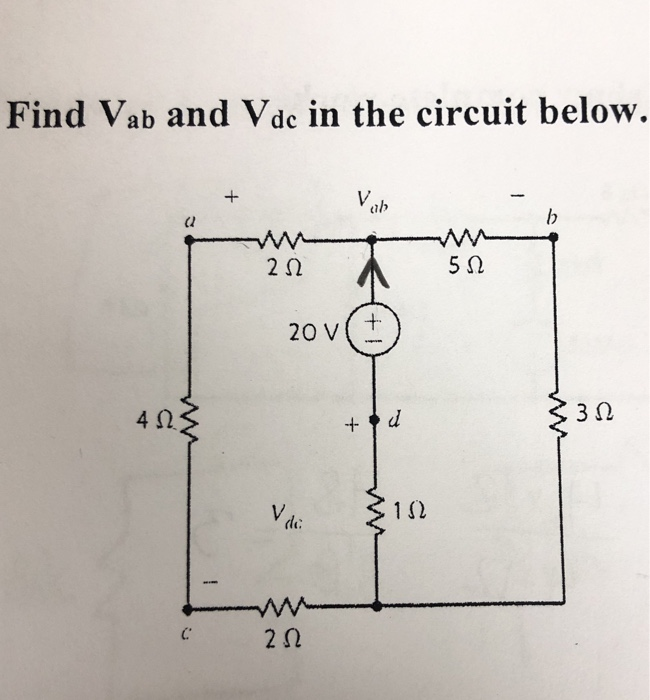Solved Find Vab and Vdc in the circuit below. b w- 22 5 Q 20 | Chegg.com