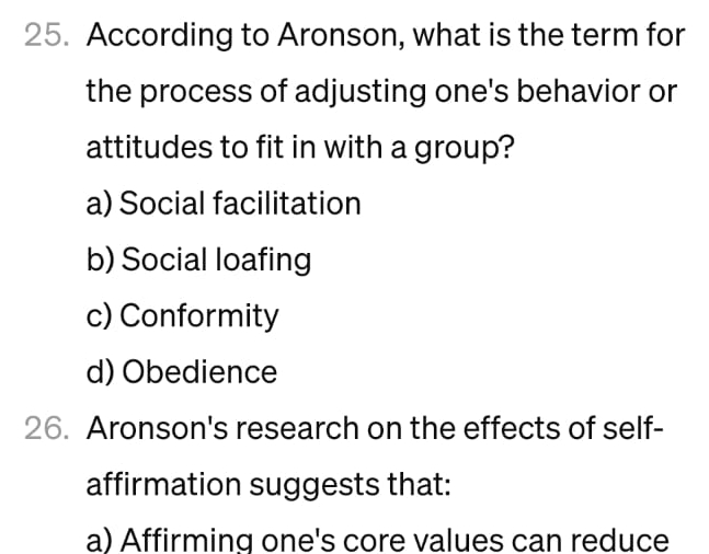 Solved According to Aronson, what is the term for the | Chegg.com
