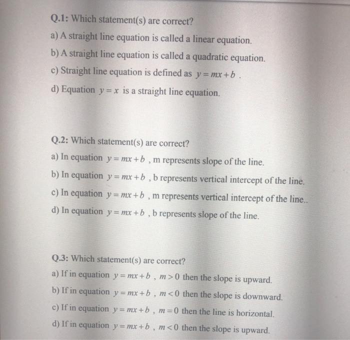 Solved Q.1: Which statement(s) are correct? a) A straight | Chegg.com
