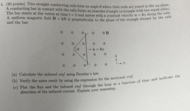 3. (20 points) Two straight conducting rails form an | Chegg.com