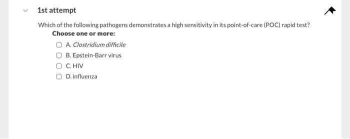 Solved 1st attempt Which of the following pathogens | Chegg.com