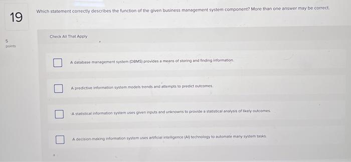 Solved From the following list, select the major components | Chegg.com