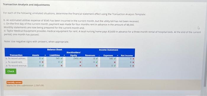 Solved Transaction Analysis and Adjustments Fot each of the | Chegg.com