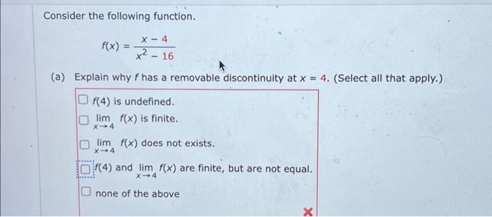 Solved Consider the following function. f(x) = X-4 +2 16 (a) | Chegg.com