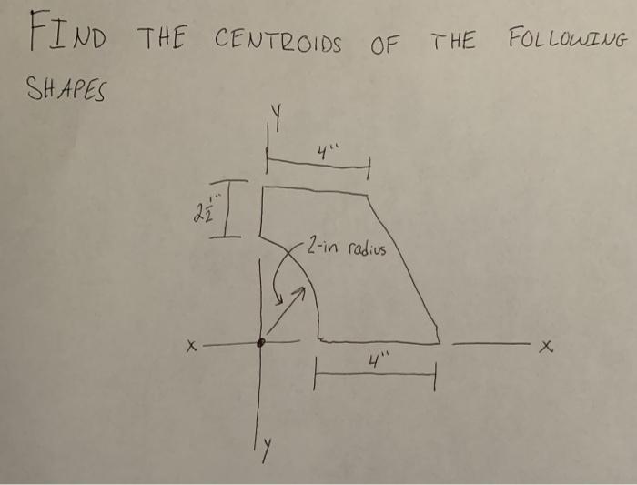 Solved FIND THE CENTROIDS OF THE FOLLOWING SHAPES • 2-in | Chegg.com