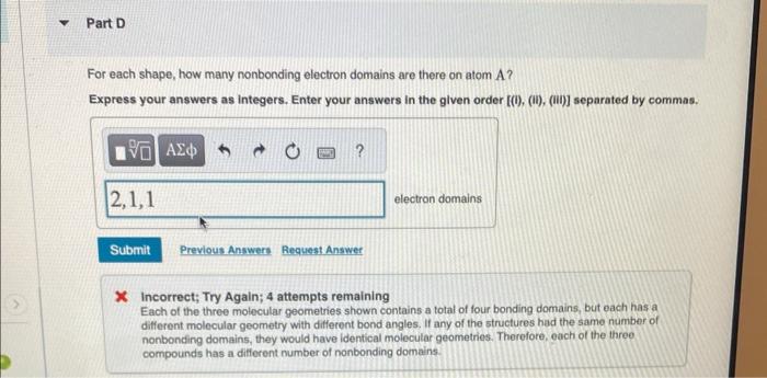 Solved For each shape, how many nonbonding electron domains | Chegg.com