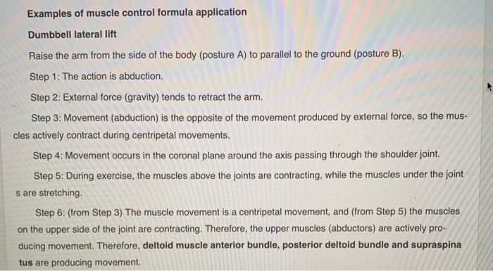 Solved using the muscle control formula and break down - | Chegg.com