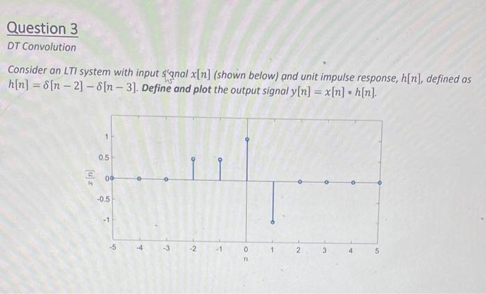 Solved Consider an LT system with input signal x[n] (shown | Chegg.com