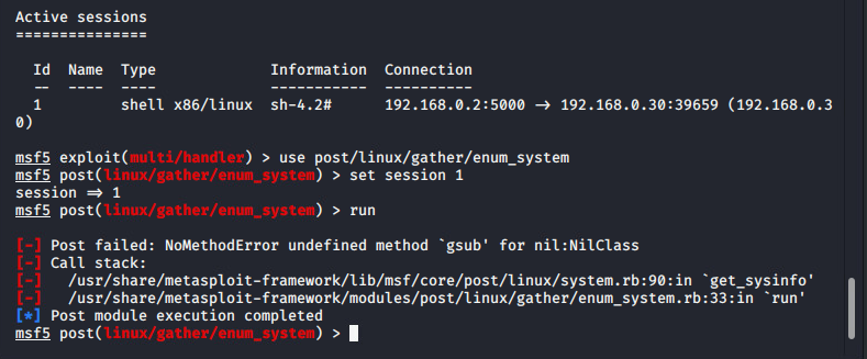 Solved I am getting an error in a lab for metasploit. I am | Chegg.com