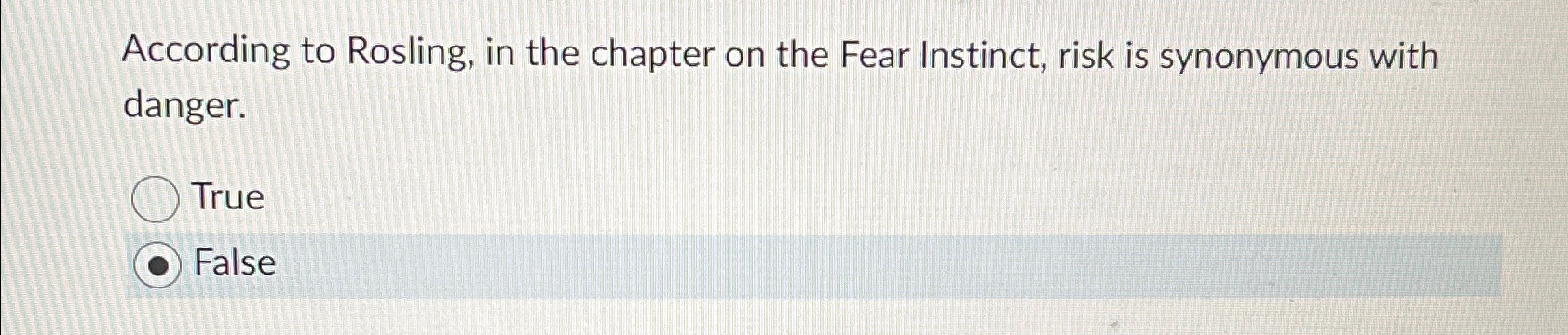Solved According to Rosling, in the chapter on the Fear | Chegg.com