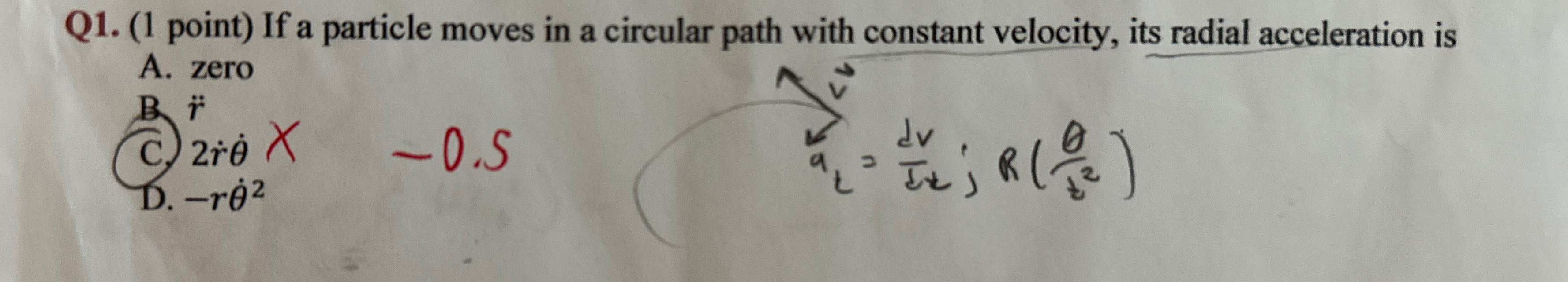 Solved Q1. (1 ﻿point) ﻿If a particle moves in a circular | Chegg.com