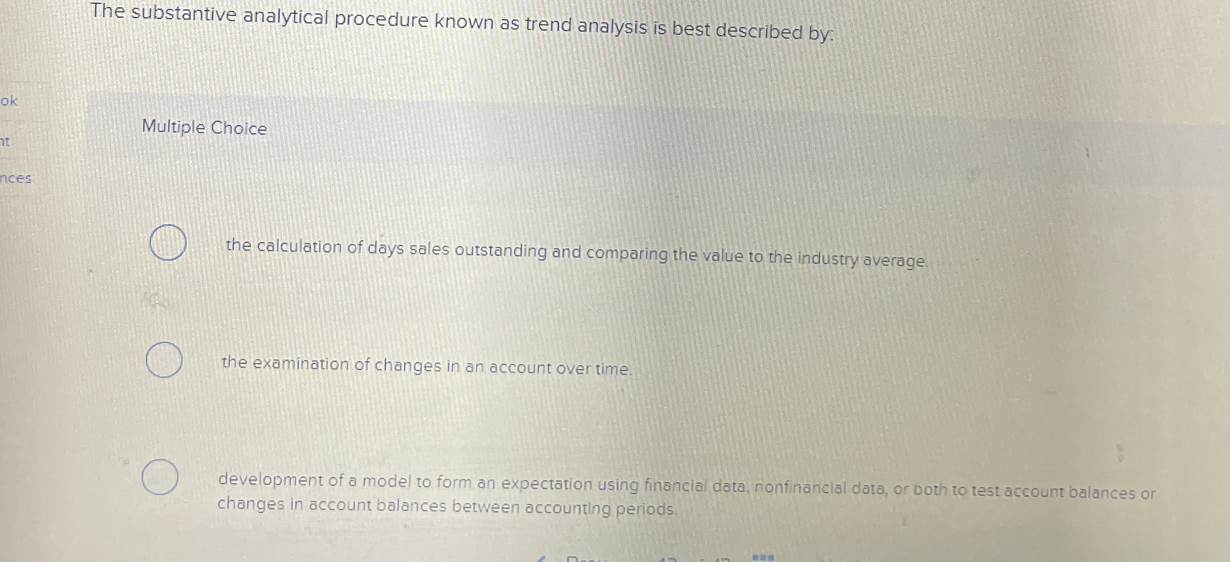 Solved The substantive analytical procedure known as trend | Chegg.com