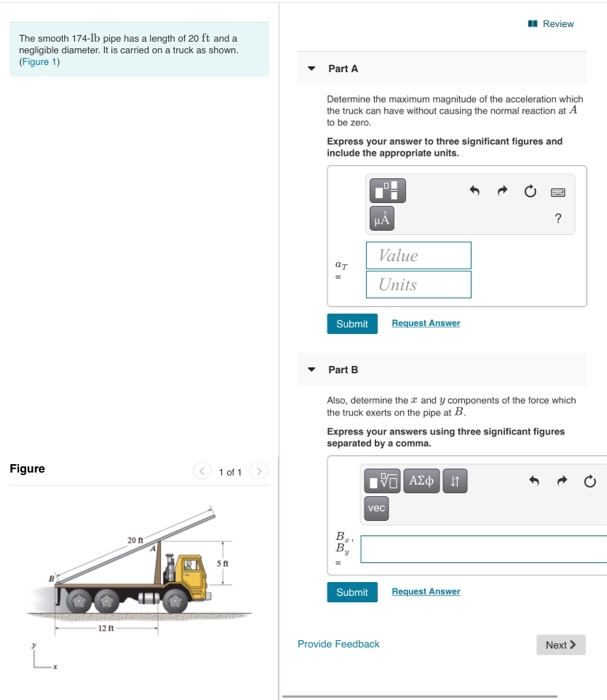 Solved Review The smooth 174-lb pipe has a length of 20 ft | Chegg.com