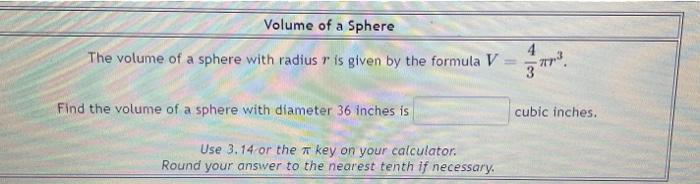 Solved The volume of a sphere with radius r is given by the | Chegg.com
