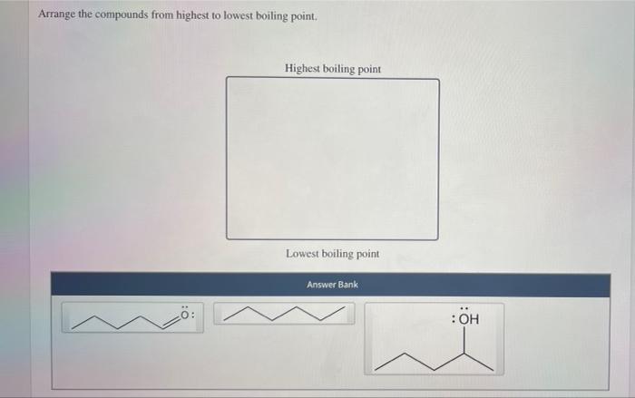 Solved Arrange the compounds from highest to lowest boiling | Chegg.com