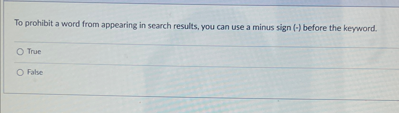 Solved To prohibit a word from appearing in search results, | Chegg.com