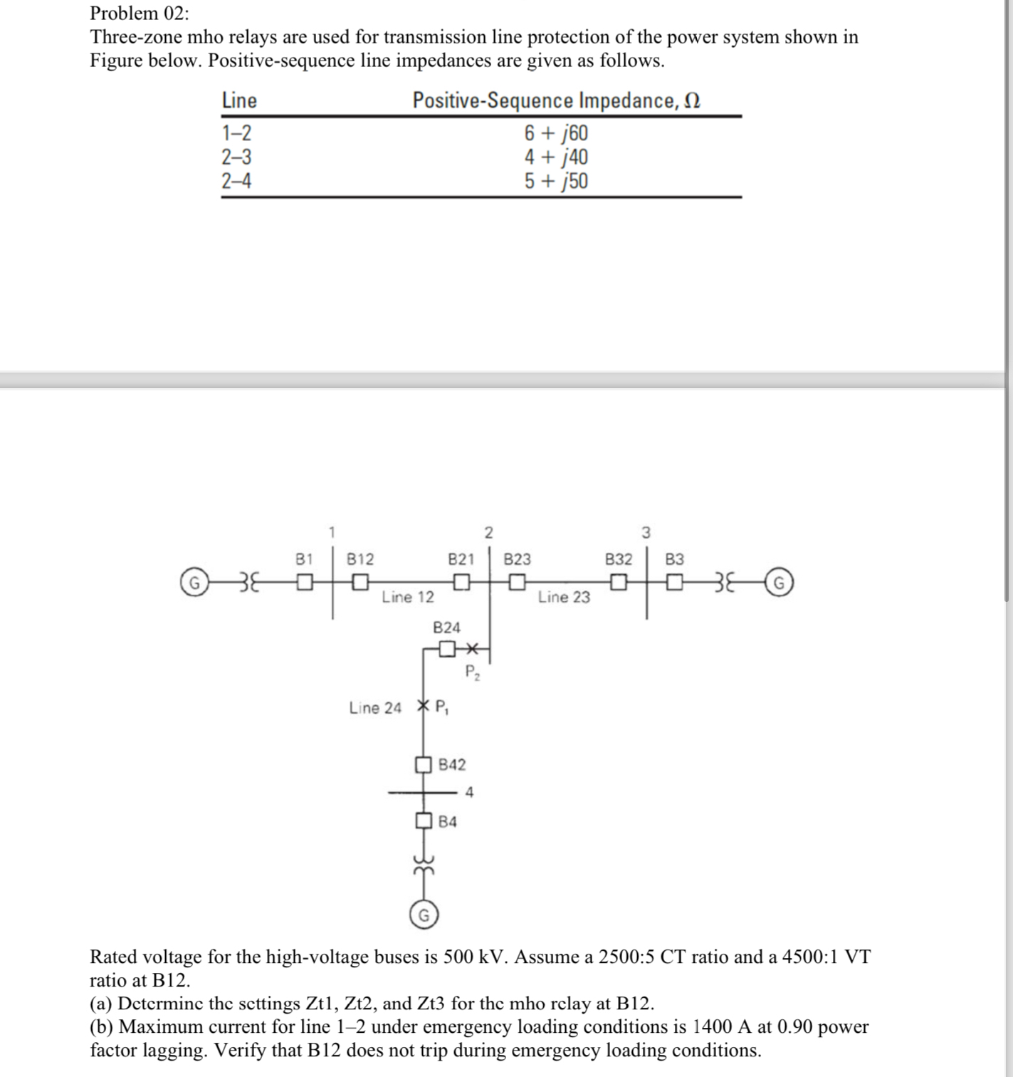 Solved Problem 02 ﻿:Three-zone mho relays are used for | Chegg.com