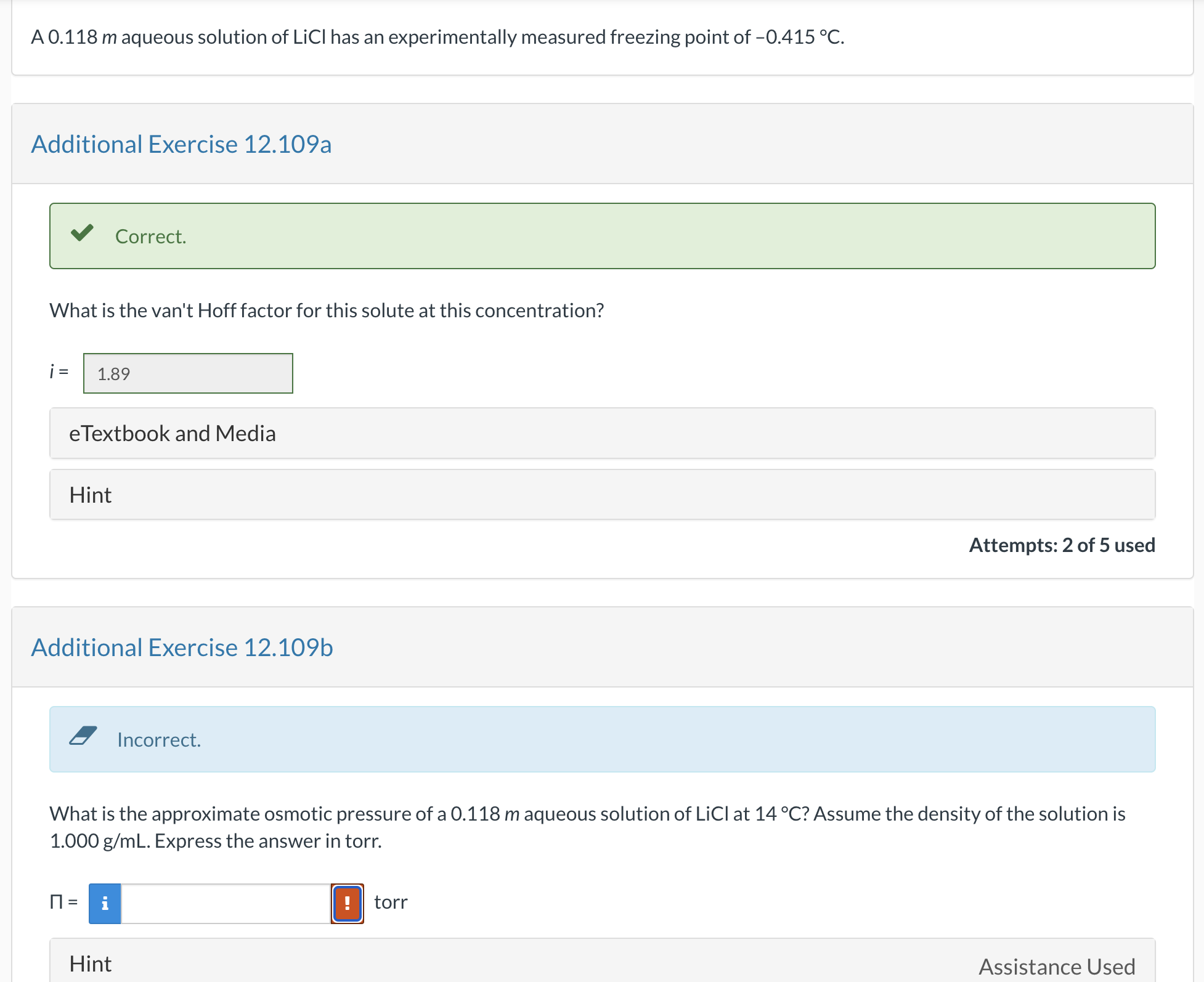 Solved A 0.118 m ﻿aqueous solution of ﻿LiCl has an | Chegg.com
