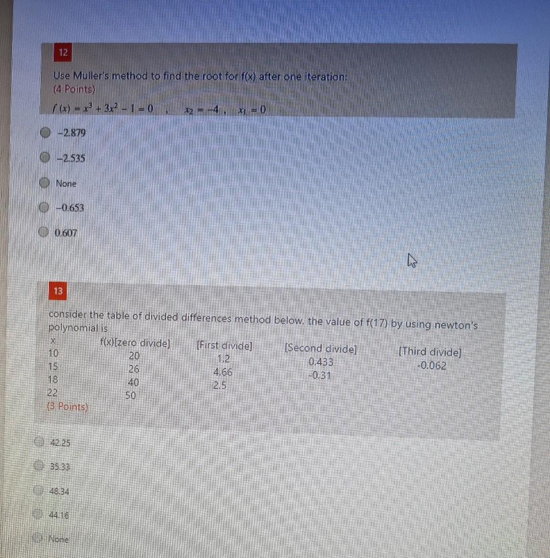 Solved 12 Use Muller's method to find the root for fx after | Chegg.com