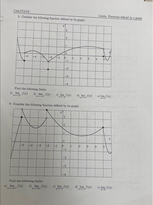 Solved CALCULUS 5. Consider the following function defined | Chegg.com
