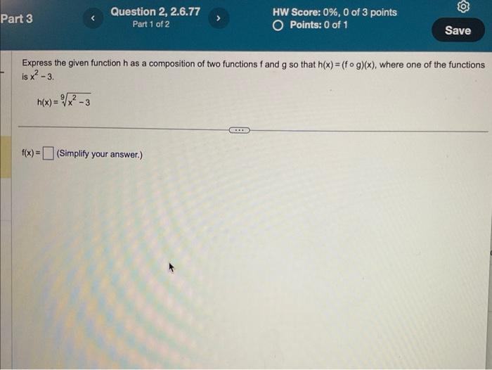 Solved Express The Given Function H As A Composition Of Two
