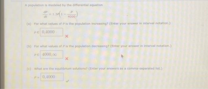Solved A population is modeled by the differential equation | Chegg.com
