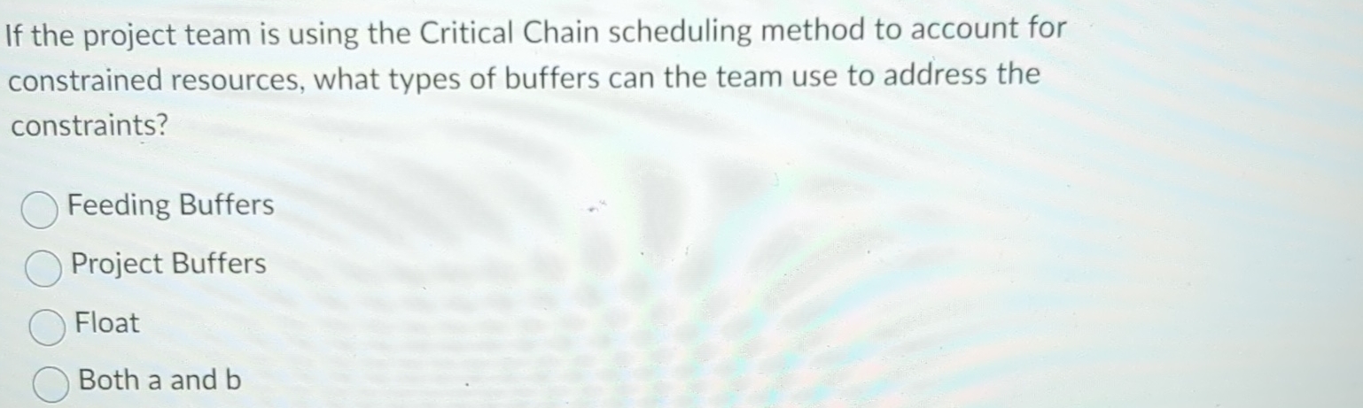Solved If the project team is using the Critical Chain | Chegg.com